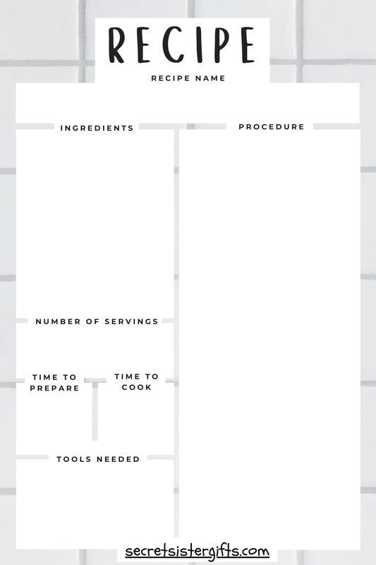 Recipe Exchange (Free Printable Recipe Card) - Secret Sister Gifts and ...