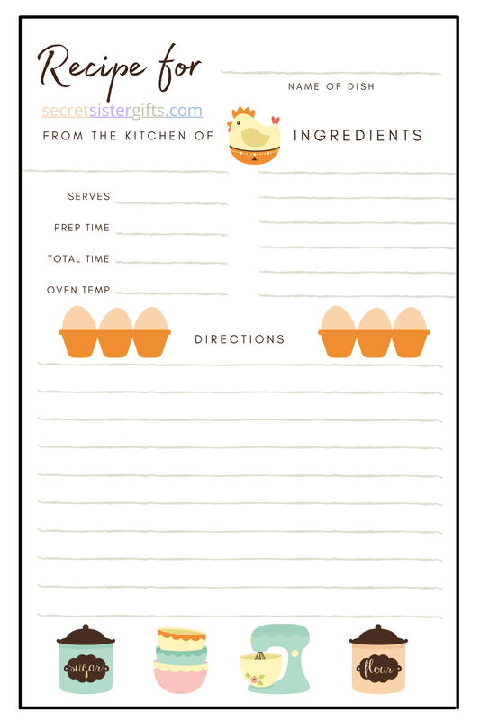 Recipe Exchange (Free Printable Recipe Card) - Secret Sister Gifts and ...