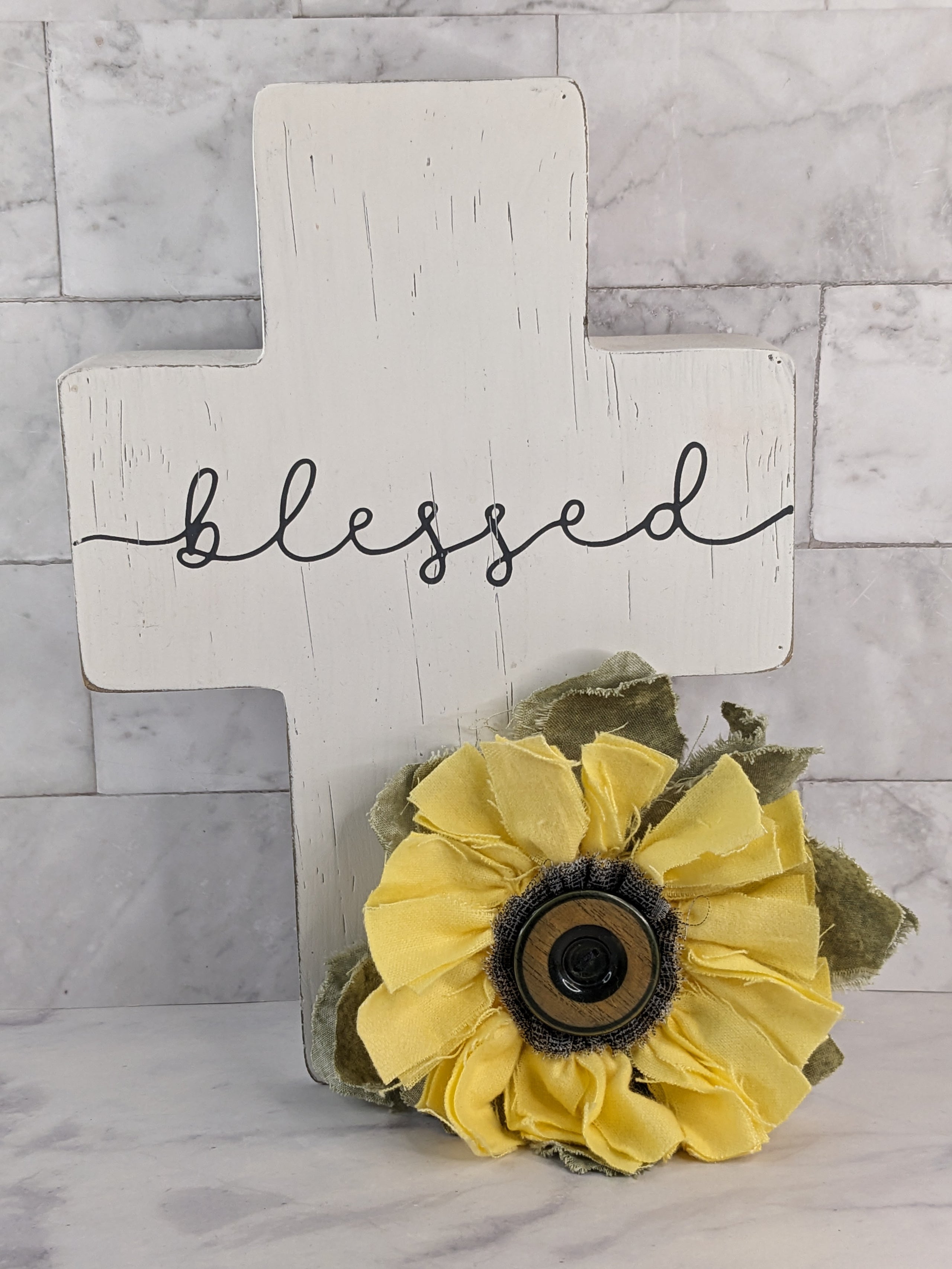 Blessed Table Cross with Flower - Secret Sister Gifts and Cards